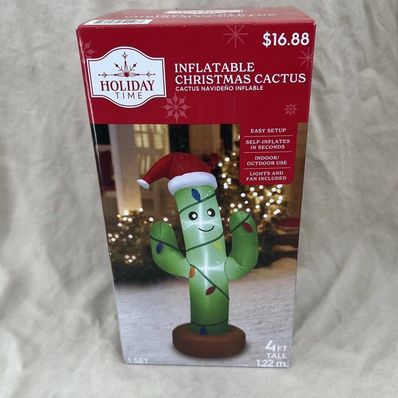 Holiday Time | Holiday | Inflatable Christmas Cactus 4ft Green Lighted ...